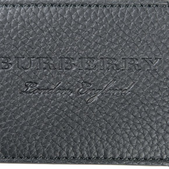 Burberry | Accessories | Burberry Black Pebbled Leather Luggage Tag ...